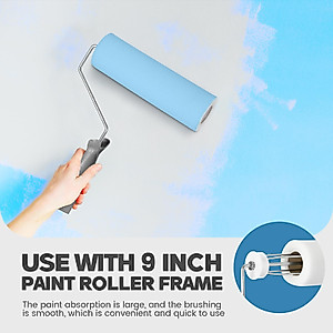 Nuenen 10 Pcs 9 Inch Foam Paint Roller, High Density Foam Paint Roller Covers Wall Paint Roller for Painting Doors Houses Cabinets Ceilings Furniture Smooth Even Finishes Flat Surfaces, White