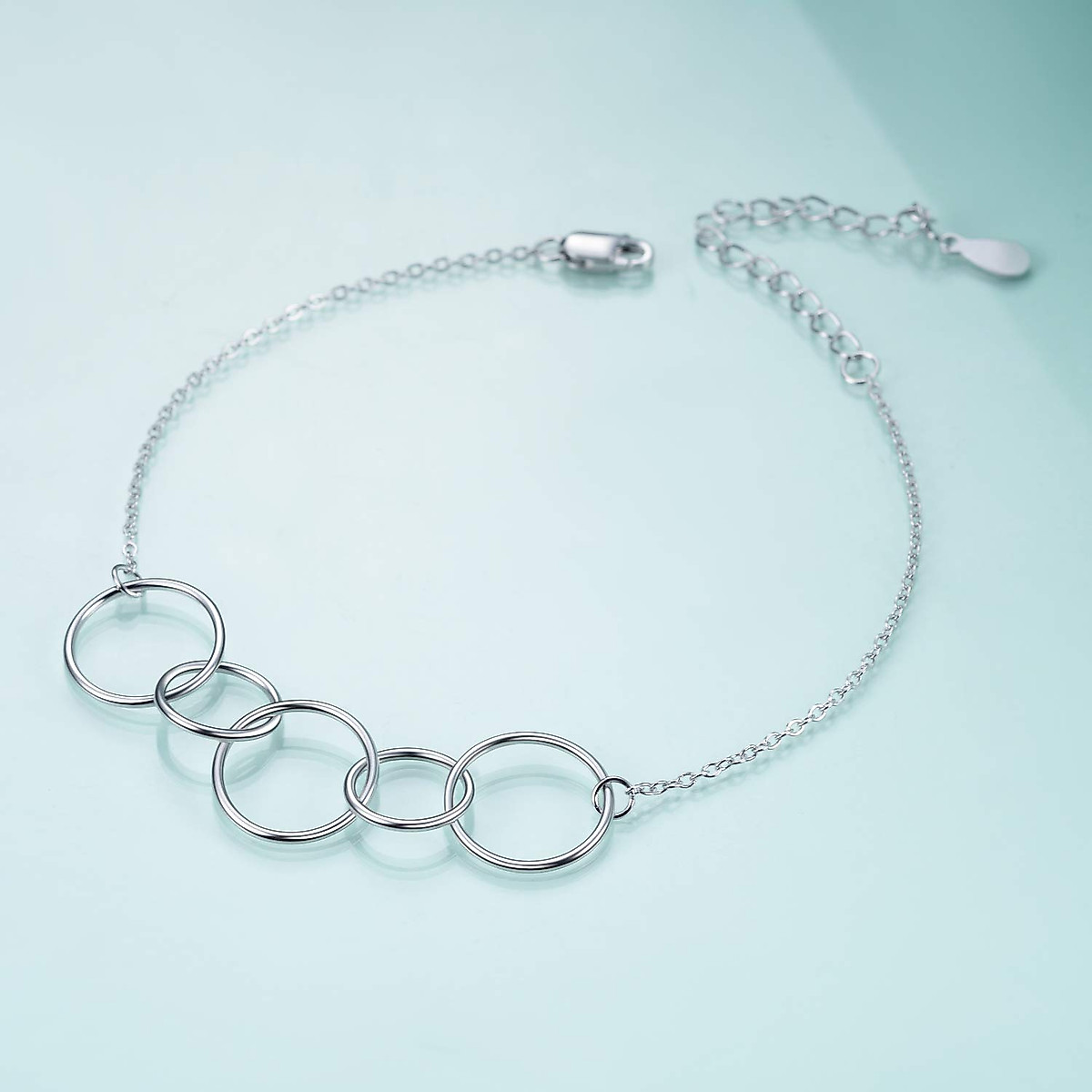 SOULMEET 50th Birthday Gifts for Women, Sterling Silver Five Circles Bracelet for Her, 5 Decades Jewelry 50 Years Old