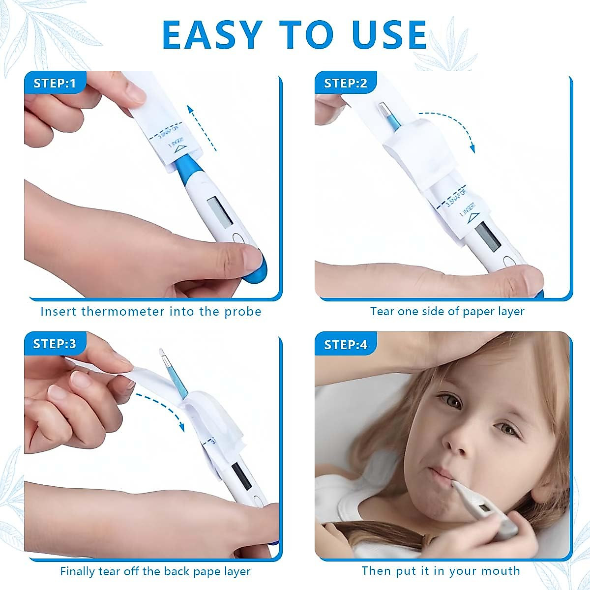 OBTANIM 100 Pieces Disposable Digital Thermometer Probe Covers Clear Temperature Sheath Sleeves for Oral, Rectal, Armpit