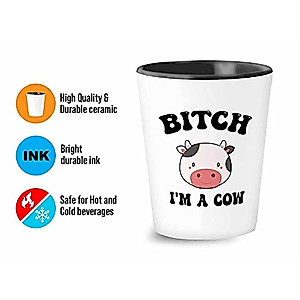 Bubble Hugs Animal Shot Glass 1.5 oz - Im a Cow - Kawaii Farm Farmer Cute Cow Lovers Sarcasm