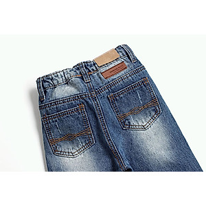 KIDSCOOL SPACE Baby Girl Boy Jeans,Little Kid Elastic Band Inside Ripped Denim Pants,Light Blue,18-24 Months