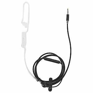 ASHATA 3 Sets Air Tube Headset, Single Earbud, 3.5mm Anti Radiation Noise Reduction Wire Control Headphone with Mic,Air Tube Acoustic Earbuds with Collar Clip