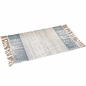 HLOVME Woven Cotton Boho Area Rug with Tassel 2' x 3' Washable Indoor/Outdoor Rugs for Living Room Bedroom Kitchen Hallways Floor