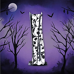 BelugaDesign PS5 Skulls Skin | Gothic Halloween Christmas Nightmare Vinyl Cover Wrap Sticker Full Set Console Controller | Compatible with Sony Playstation 5 (PS5 Regular Disc, White Black)