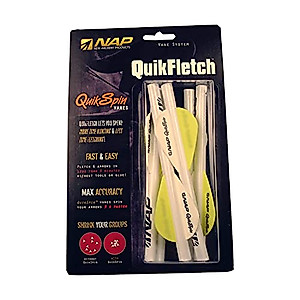New Archery Products Quikfletch Quikspin 2" 3-Vane Stabilizing Fletching - White Tube, Yellow/White Vanes
