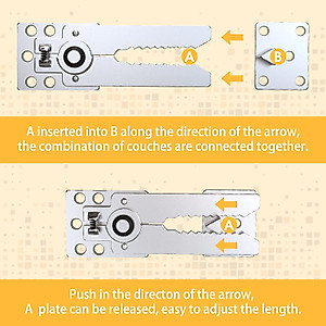 Sectional Couch Connectors for Sliding Sofas 2Pack Heavy Duty Steel Sofa Clips Non-Slip Furniture Connectors Universal Bracket Hooks Buckle for Sliding Sofas