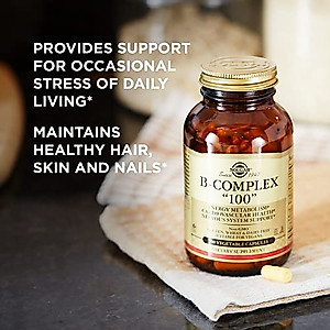 Solgar B-Complex "100", 100 Vegetable Capsules - Heart Health - Nervous System Support - Supports Energy Metabolism - Non GMO, Vegan, Gluten/ Dairy Free, Kosher, Halal - 100 Servings