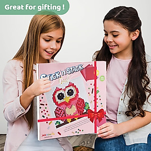 STICK 'N' STACK Mosaic Arts and Crafts for Kids and Adults with 3D Foam Stickers, Owl Design, Mess-Free Kids Craft Kit for Striking 3D Art, Makes Unique Owl Gifts for Girls and Boys Ages 10+