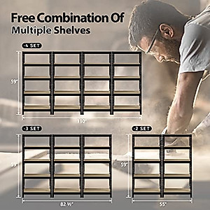 Prilinex Heavy Duty Storage Shelves - 5-Tier Adjustable Metal Garage Shelving Unit, Standing Utility Shelf Racks for Pantry Warehouse Kitchen, 28" W x 12" Dx 59" H, Black