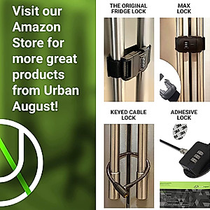 Urban August Max Refrigerator Cabinet Locks for Adults Kids Toddlers - Premium Cable Locks with Combination 4-Digit Code - Cut-Resistant Easy-to-use Multifunctional French Door Lock - One Pack