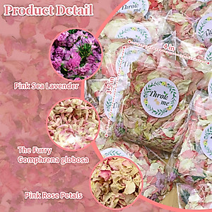 52 Pack Biodegradable Confetti, Dried Flower Petals, Real Pink Rose Petals for Weddings, Flower Girl, Valentine's Day, Wedding Send Off Ideas, Flower Girl Dinner Table Centerpieces