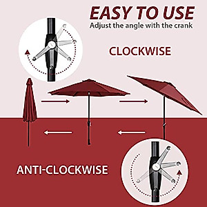 Tempera 10' Outdoor Market Patio Table Umbrella with Auto Tilt and Crank,Large Sun Umbrella with Sturdy Pole&Fade resistant canopy,Easy to set,Chili