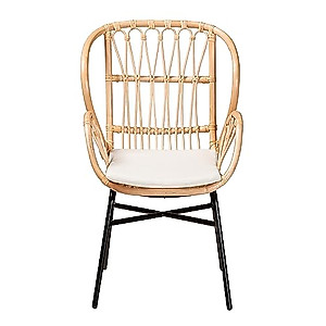 Baxton Studio Caelia Dining Chair, Natural Brown/Black