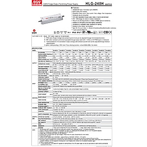 MW Mean Well HLG-240H-54A 54V 4.45A 240W Single Output LED Switching Power Supply