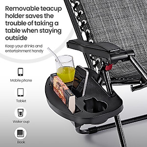 Yaheetech 29inch Zero Gravity Chairs w/Pillows & Cup Holder & Carry Strap Outdoor Patio Adjustable Foldable Reclining Lounge Recliners for Lawn Poolside Beach Gray/2