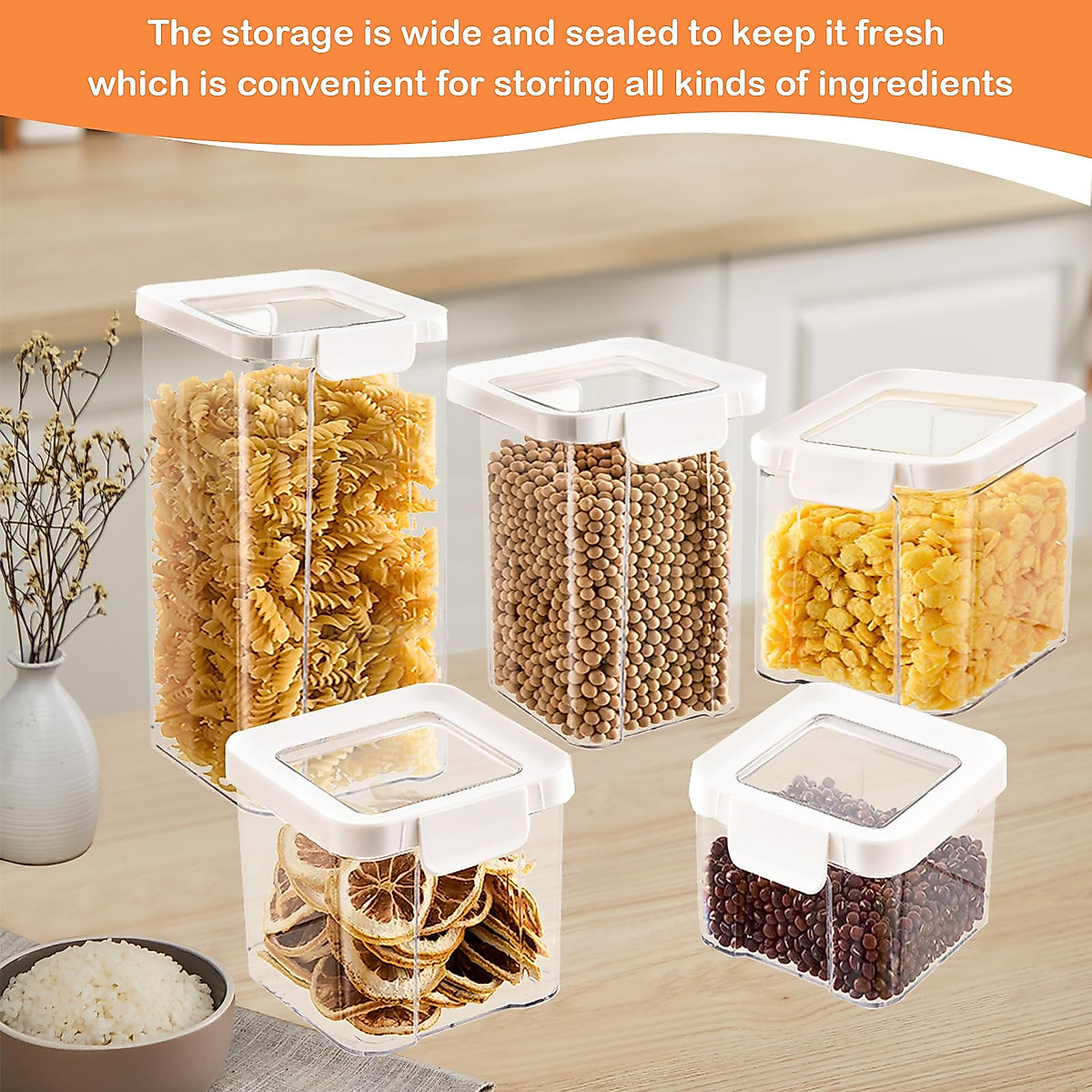 Maggiemiss Multifunctional Sealed Food Storage Tank-Durable and Stackable,Suitable for a Variety of Scenarios,Environmentally Friendly and Reusable (white cover-1300ml)