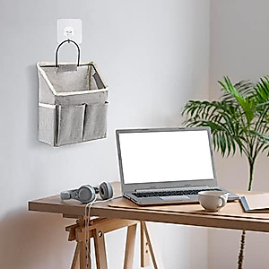 Canvas Door Closet Hanging Storage Basket Bag Pouch for Jewelry,Chargers,Mail,Keys,etc Wide Application Multiple Functions Durable, Grey