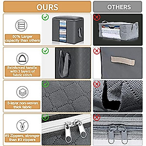 Large Storage Bags, 4 Pack 90L Storage Organizer Container， Foldable Closet Organizers with Handles and Sturdy Zippers for Blankets, Comforters, Clothing, Bedding