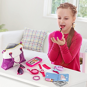 21 Pcs Pretend Purse for Little Girls, My First Play Purses Toy Set for Princess with Handbag, Accessories, Make up Toys, Birthday for Baby Toddler Kid Girl Ages 1 2 3 4 5 6 7 8 Years Old