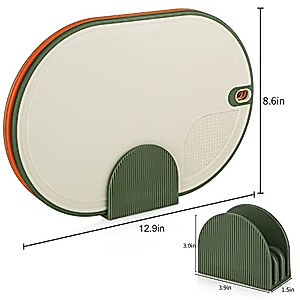 JiaQi Plastic Cutting Board Set of 3 with Juice Grooves and Storage Stand ,Dishwasher Safe, Non-slip,Multiple Color