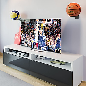Wallniture Palla Ball Storage Rack Wall Mounted Set of 2, Soccer Ball, Volleyball, Football & Basketball Rack for Man Cave and Kids Room Decor, Display Stand for Sports Memorabilia, Black