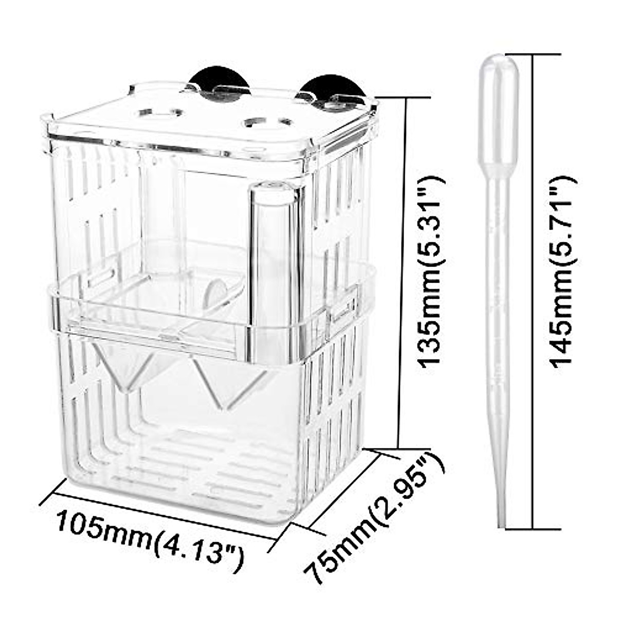 Senzeal Aquarium Fish Breeder Box Plastic Fish Isolation Breeding Box Hatching Incubator Box for Baby Fish Shrimp Clownfish Guppy