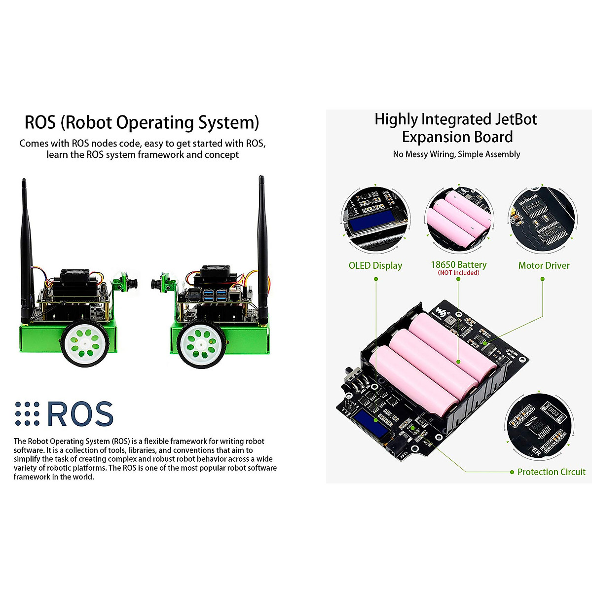 JetBot AI Kit Accessories Add-ons Compatible with Jetson Nano Developer Kit A02 and New Version B01,to Build JetBot AI Smart Robot (Not Support Jetson Nano 2GB)
