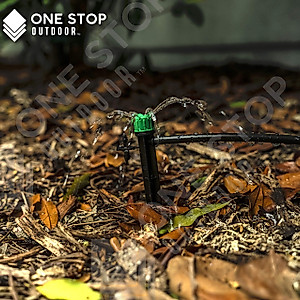 (100-PACK) - 1/4" Inch Universal 360* Degree Drip Emitter On 5" Stake - Adjustable Flow 0-18.5 GPH Fit 1/4 (4-7mm) Drip Irrigation Tubing - Professional Grade Drippers for Drip Irrigation