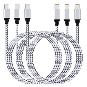 USB C to Lightning Cable,iPhone Charger Fast Charging Cord [Apple MFi Certified] 3Pack 10FT Fast iPhone Charger Cable,Nylon Braided USBC to Lightning Cable for iPhone 14 Pro/13/12 MiNi/11/XR,AirPods