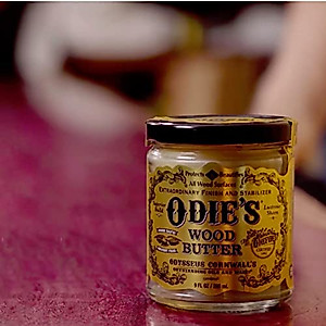Odie's Wood Butter in a 9 Ounce Glass Jar for Finishing Top Coats and Added Layer of Surface Protection