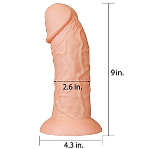 9" Huge Thick Realistic Anal G-spot Dildo Dong Cock Hands Free Suction Cup