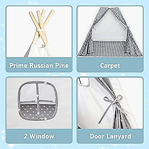 Wilwolfer Kids Teepee Play Tent for Child with Carry Case + Two Windows, Portable Children Toys or Gift for Kids Boys Girls Indoor and Outdoor Play