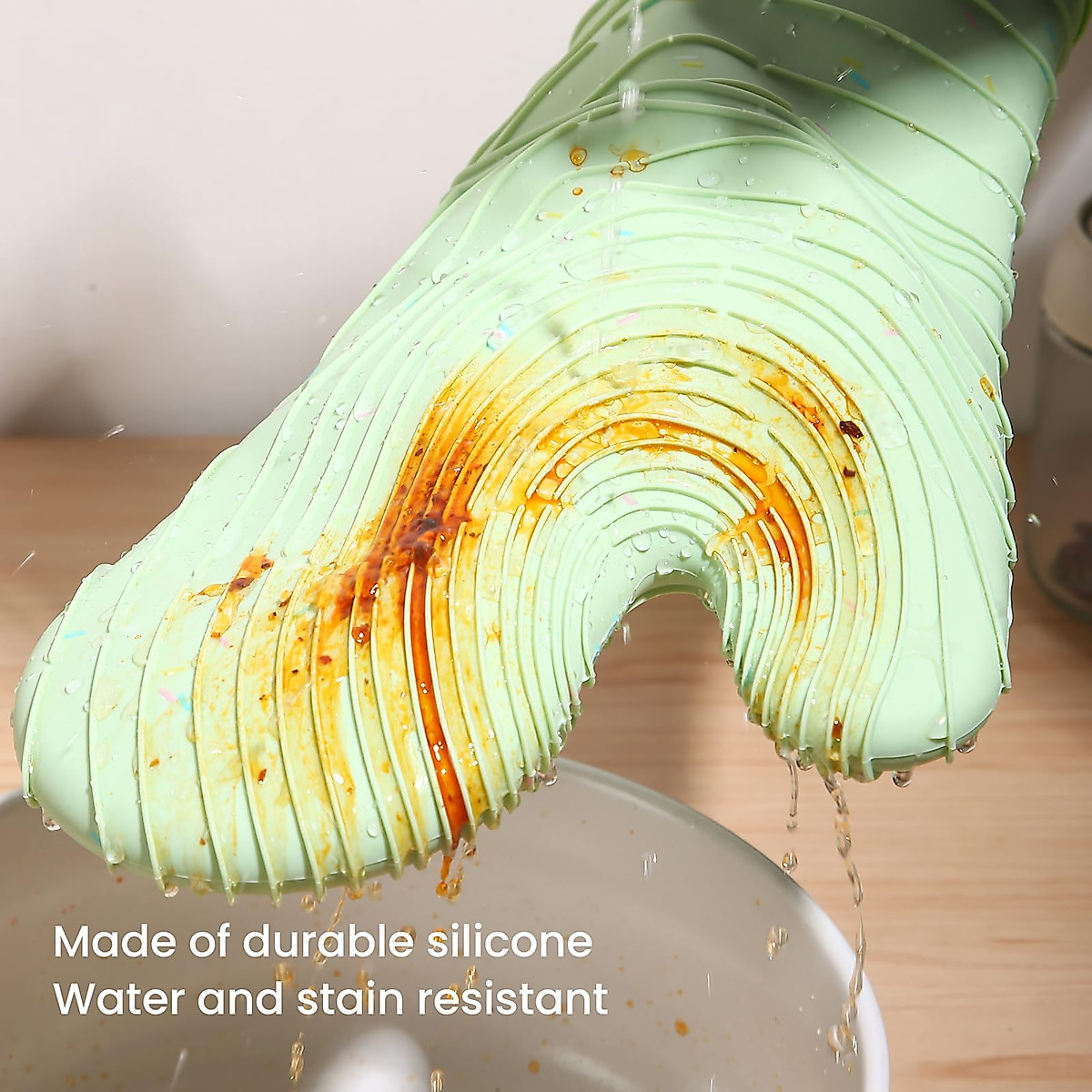 4 Pieces Oven Mitts and Pot Holders of Macaron Color Thickened Non-slip Silicone Kitchen Gloves, Heat Resistant up to 500F, Essential for Kitchen Baking(makal-lv)