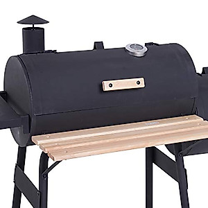 Outsunny 48" Steel Portable Backyard Charcoal BBQ Grill and Offset Smoker Combo with Wheels
