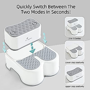 Cute Bunny Anti-Slip Baby Potty Training Toilet Seat with Detachable Step Stool, Baby Potty with 2-in-1 Step Stool, Toddler Toilet Seat with Wide Step Toddler Step Stool(Grey)