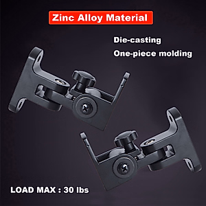 BS-218pro Universal Speaker Wall Mount for Small Speakers ,Vertical 120°, Horizontal 180°Adjustment,Hold up to 30lbs,Compatible with Bose, JBL, KEF, Klipsch, Sony & Others(2 Packs Black)