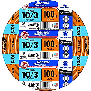 Woods 63948426 100' 10-3 NMW/G Wire, Orange, 100 Ft