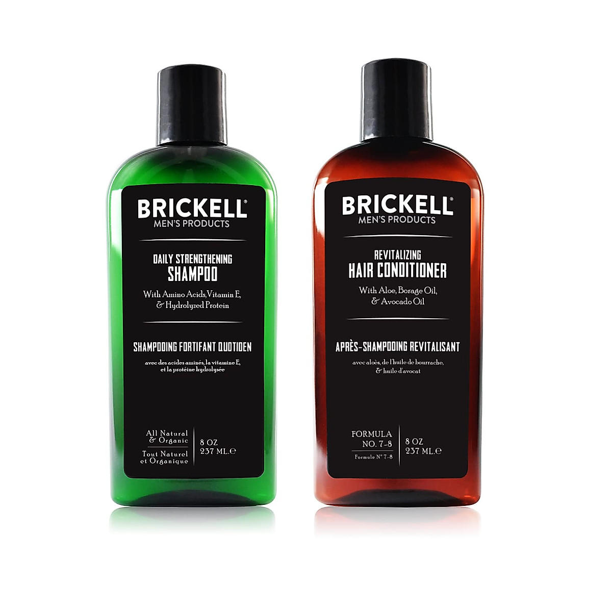 Brickell Men's Daily Revitalizing Hair Care Routine, Shampoo and Conditioner Set For Men, Mint and Tea Tree Oil Shampoo, Strength and Volume Enhancing Conditioner, Natural and Organic, Gift Set