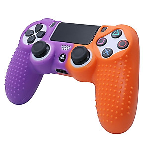 Water Transfer Printing Silicone Skin for PS4 RALAN, Silicone Skin Controller for PS4 Slim/PS4 Pro Controller (Black Pro Thumb Grip x 8,Cat + Skull Cap Cover Grip x 2)