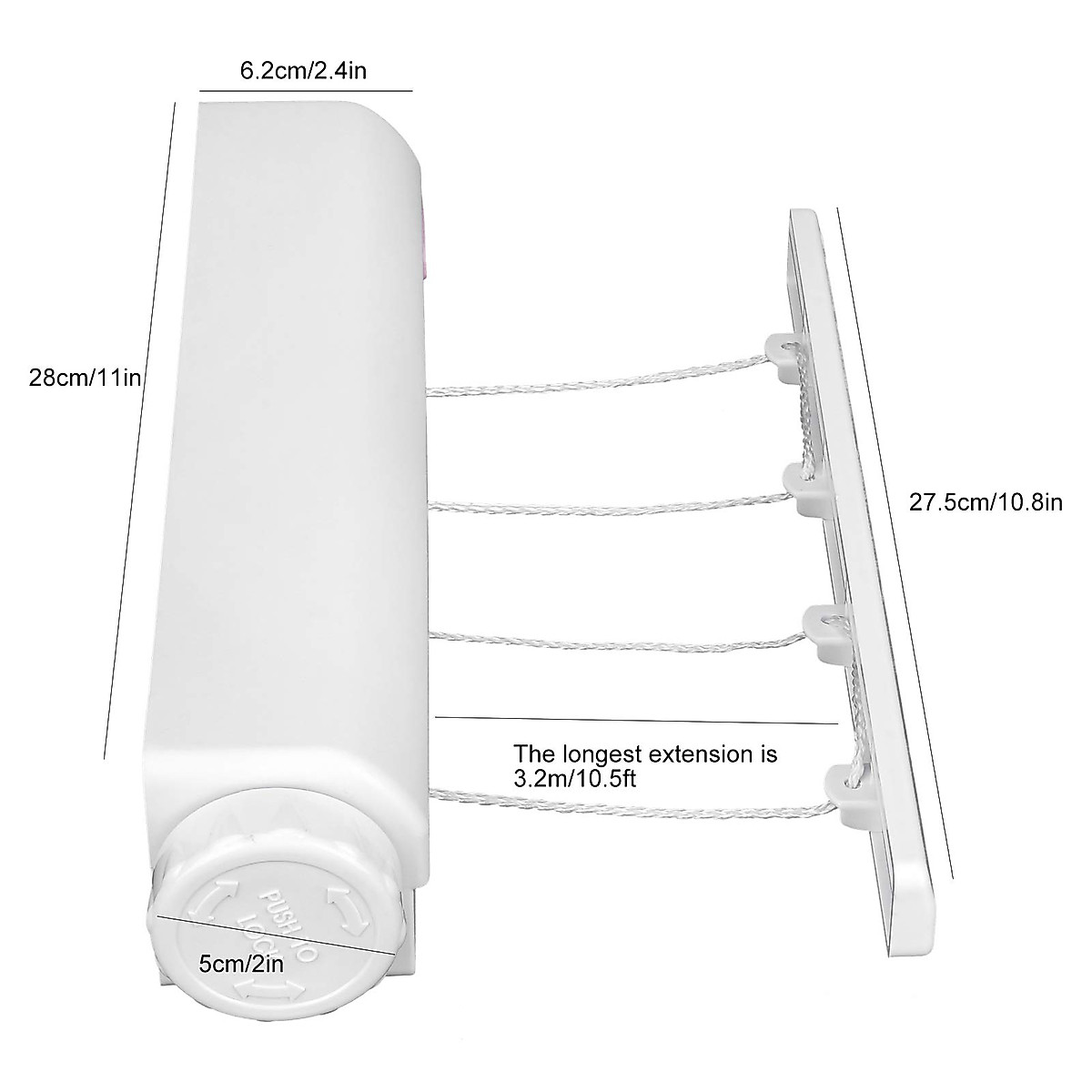 Retractable Clothesline Telescopic Indoor Outdoor Wall Mounted Clothes Dryer Line Drying Rope Hanger 4Line or 5Line(4 Lines)