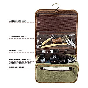 moonster Hanging Toiletry Bag for Men & Women, Leather Toiletry Bag for Men, Mens Toiletry Bags for Traveling, Hanging Travel Toiletry Bag, Mens Travel Bag Toiletry, Dopp Kit Shower Bags for Men