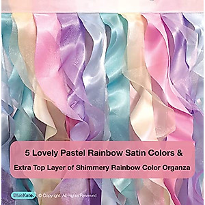 Tutu Table Skirt - Tulle Table Skirt Decoration - Mesh Fluffy Tulle Tablecloth for Birthday Party, Baby Shower, Gender Reveal, Wedding Shower, Valentine’s Day, Prom (Rainbow, 6ft)