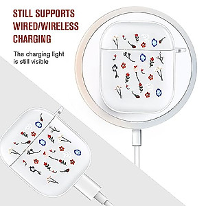 Case for Airpod Case 2nd Generation,Floral Cute Airpods Case,Airpod Case 1st Generation,Clear Kawaii Airpod Case Cute Cover with Keychain (Floral 1st/2nd Case)