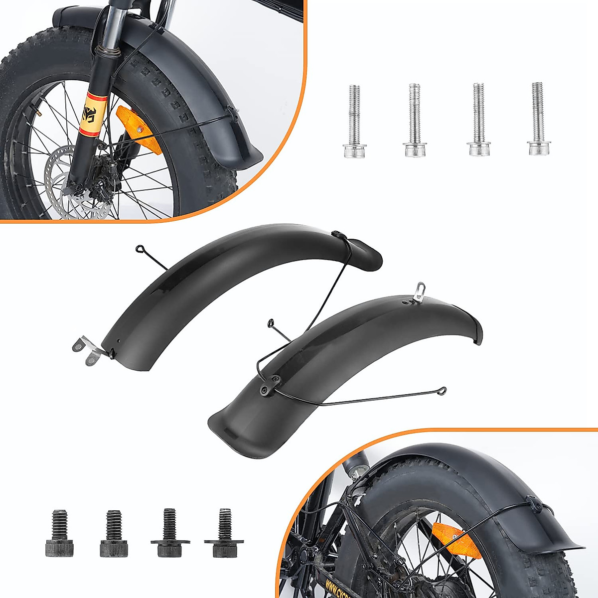 Cycknight Ebike Fenders 20-Inch Bicycle Mudguard Front Back Rear Tire Mud Guards for Cycknight Fat Tire Electric Bike