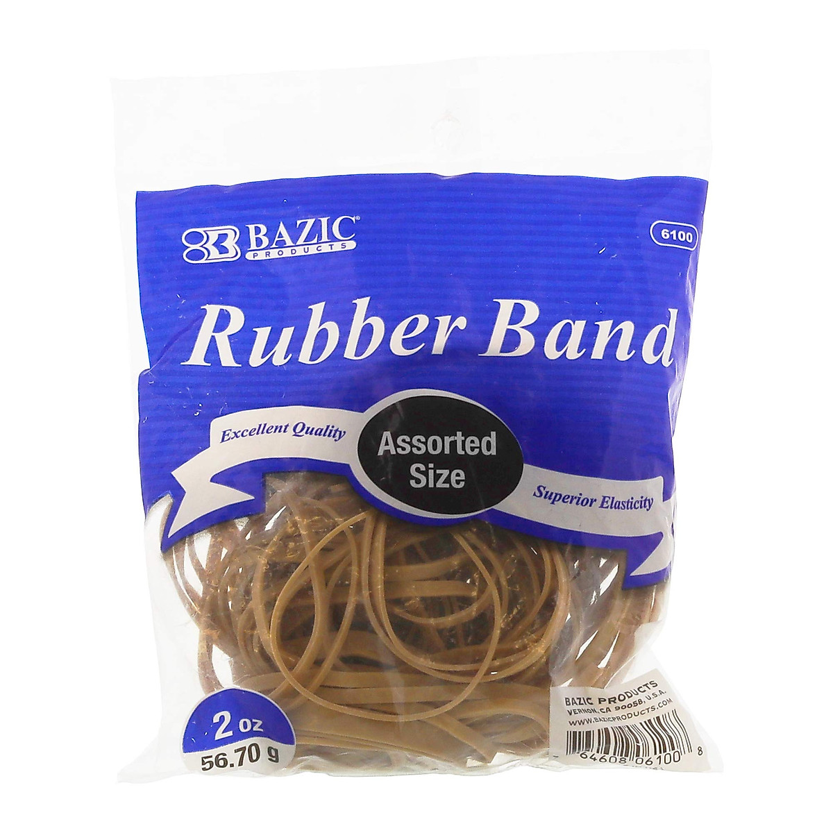 BAZIC Rubber Bands, Assorted Size 2 Oz./ 56.70 g, Made in USA Elastic Stretchable Bands for Bank Paper Bills Money Dollars File Folders, 1-Pack