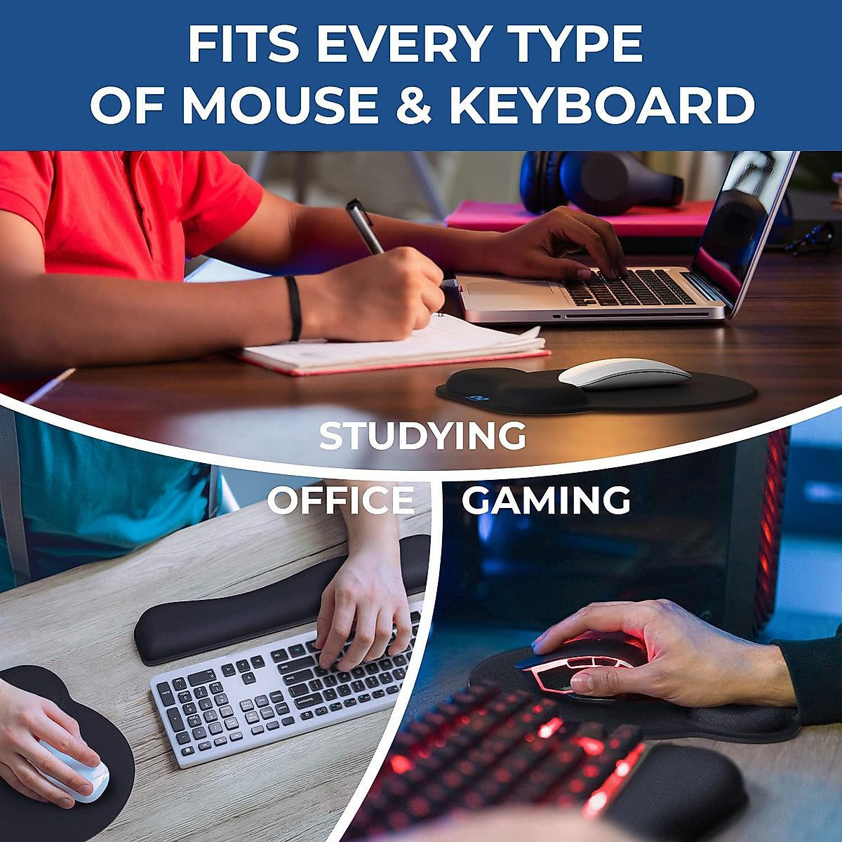 Everlasting Comfort Mouse Pad with Wrist Support - Includes Keyboard Wrist Rest - Ergonomic Memory Foam Desk Cushion for Carpal Tunnel - Computer, Laptop, Typing and Gaming Accessories