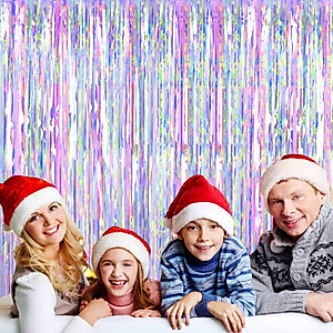 3 Packs 3.3ft x 6.6ft Shiny Corlorful Metallic Tinsel Foil Fringe Curtains Photo Booth Props for Birthday Engagement Bridal Shower Baby Shower Bachelorette Holiday Celebration Party Decorations