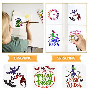 25pcs Halloween Stencils Reusable, 6x6"Halloween Stencils for Painting on Wood, Plastic Drawing Painting Spraying Template for Greeting Cards, Halloween Craft Ornaments Wall Window Door DIY Decoration