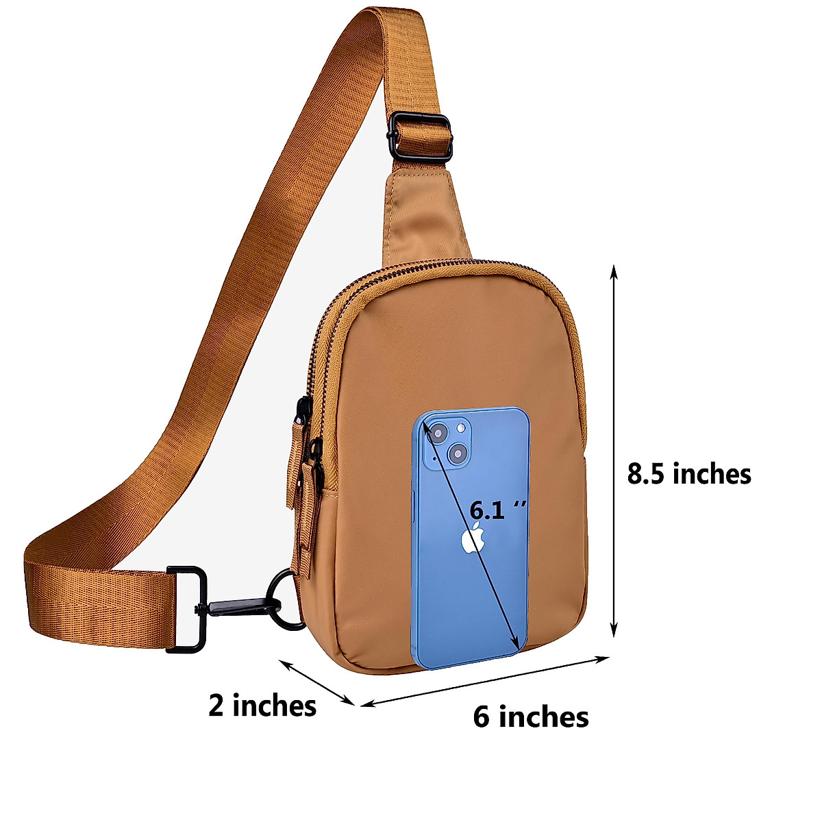 COZYOFFI Sling Bag for Women Men Small Waterproof Crossbody Chest Bag (Brown)