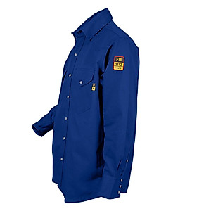 Flame Resistant FR Shirt - 100% C - Light Weight (Large, Royal Blue)